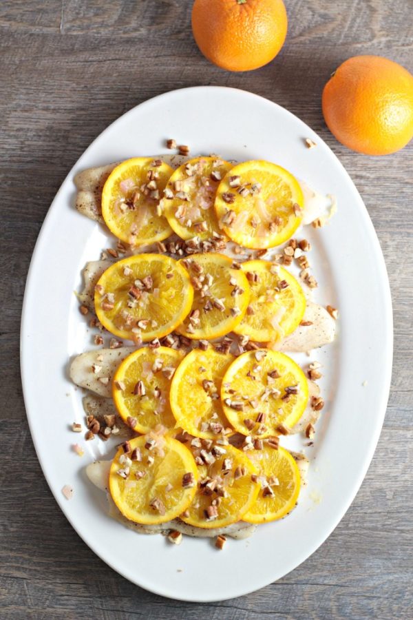 Pan Fried Fish with Oranges and Pecans - Mindy's Cooking Obsession