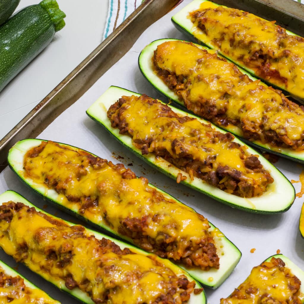 Beef and Rice Stuffed Zucchini - Mindy's Cooking Obsession