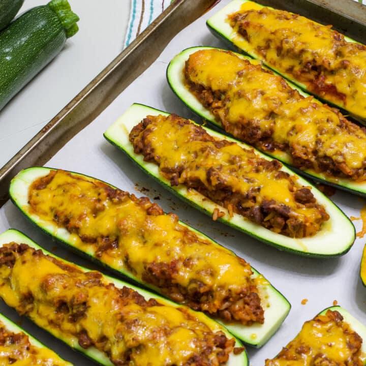 Beef and Rice Stuffed Zucchini - Mindy's Cooking Obsession