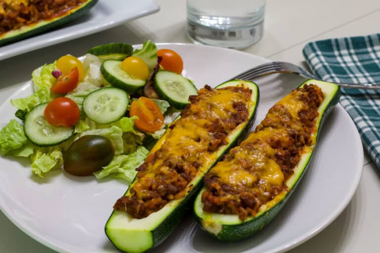 Beef and Rice Stuffed Zucchini - Mindy's Cooking Obsession